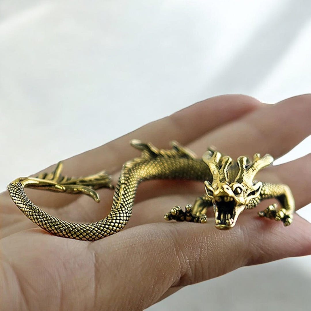 Brass Dragon Tea Pet Sculpture - Handmade Dragon Figurine for Tea ...