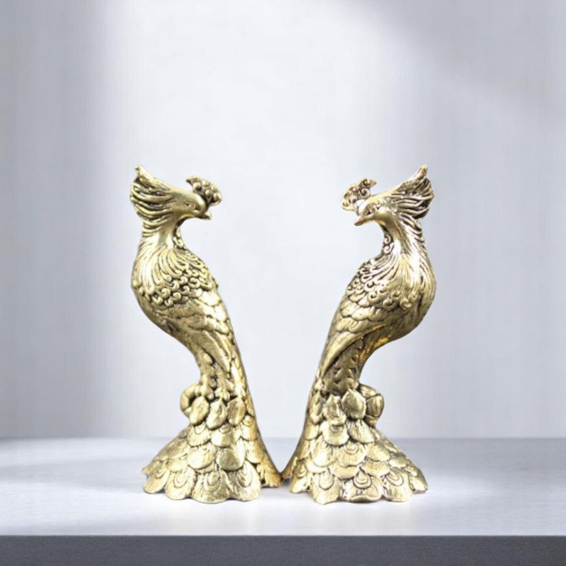 Hand-carved Brass Phoenix Statue: Vintage Mythical Bird Decor - Etsy