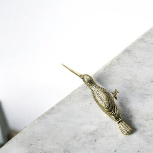 Lifelike Hummingbird Statuette - Solid Brass Figurine, Curious ...