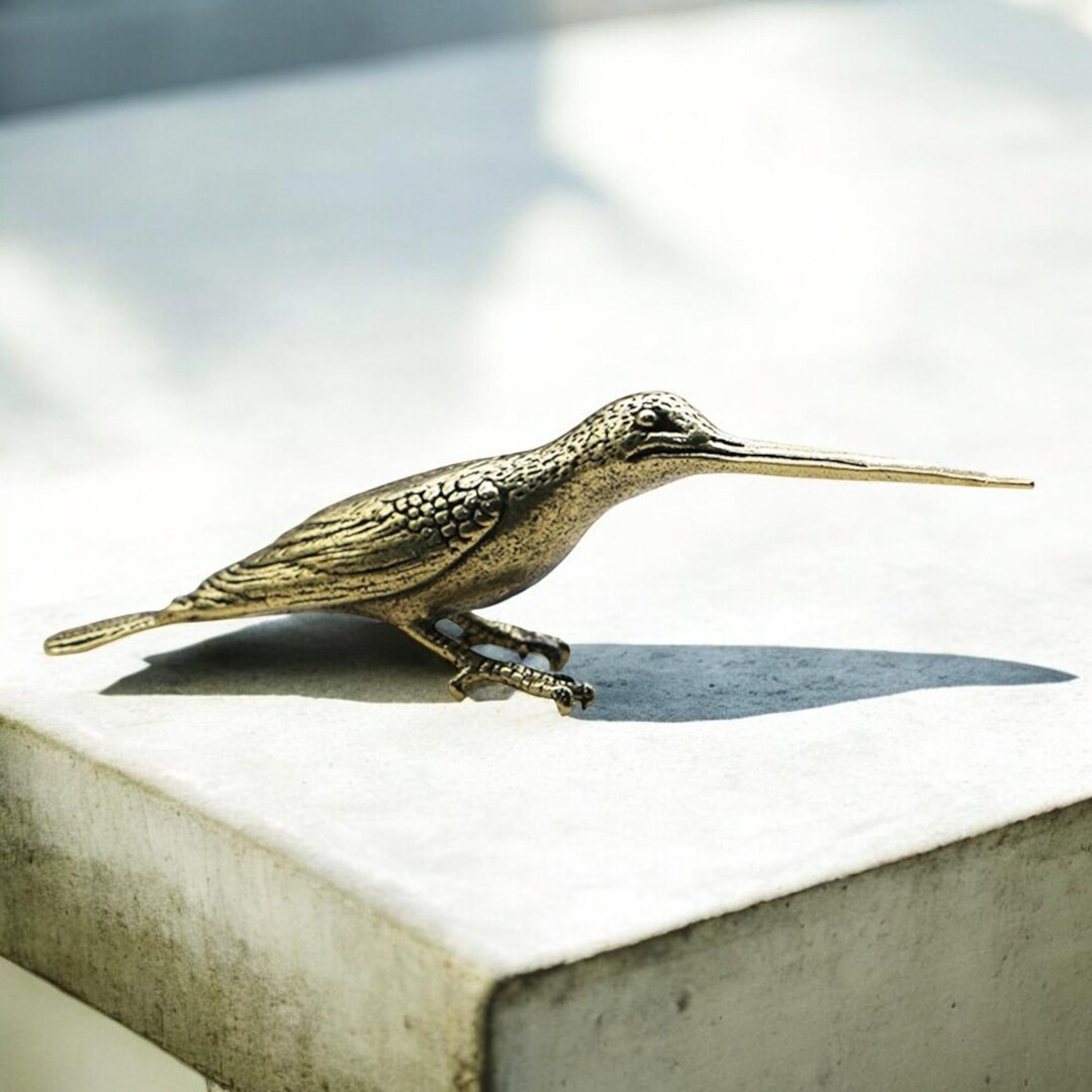 Lifelike Hummingbird Statuette - Solid Brass Figurine, Curious ...