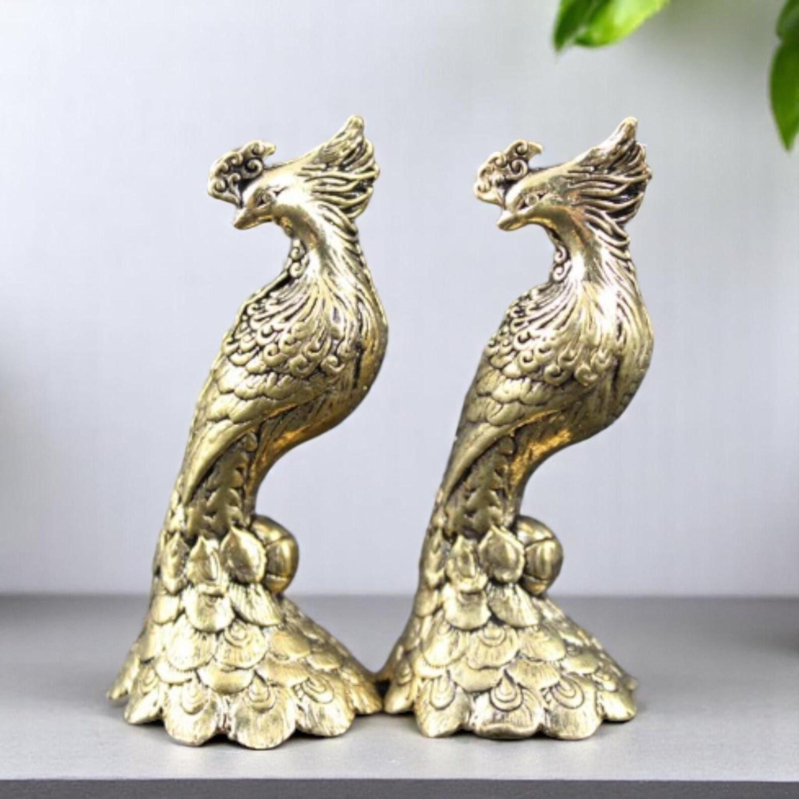 Hand-carved Brass Phoenix Statue: Vintage Mythical Bird Decor - Etsy