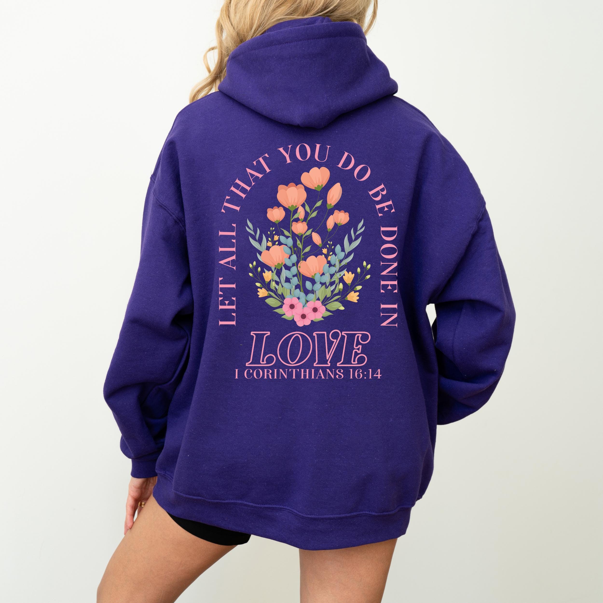 Trendy Christian Sweatshirt Merch, Words on Back Bible Verse Hoodie ...