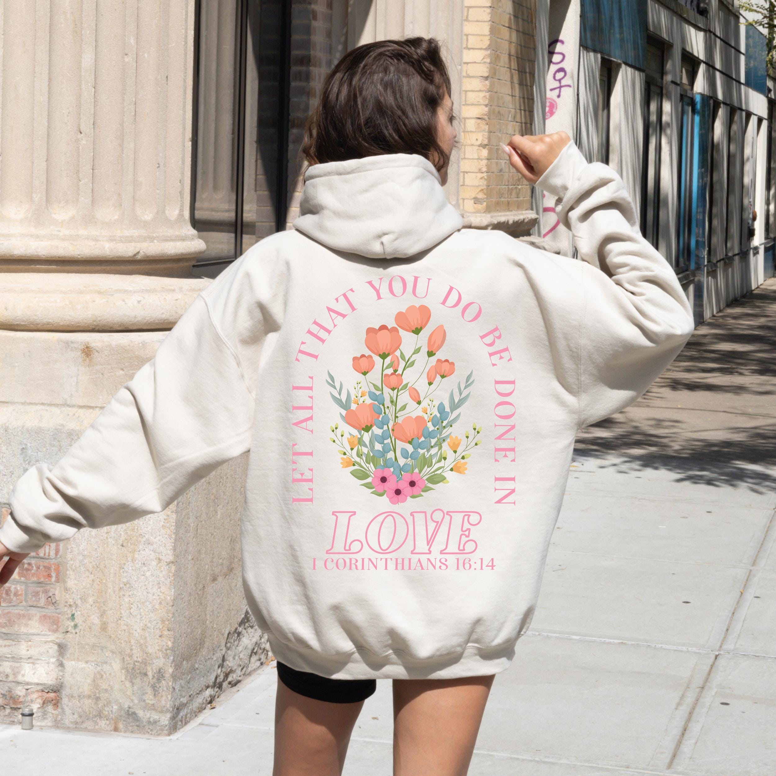 Trendy Christian Sweatshirt Merch, Words on Back Bible Verse Hoodie ...