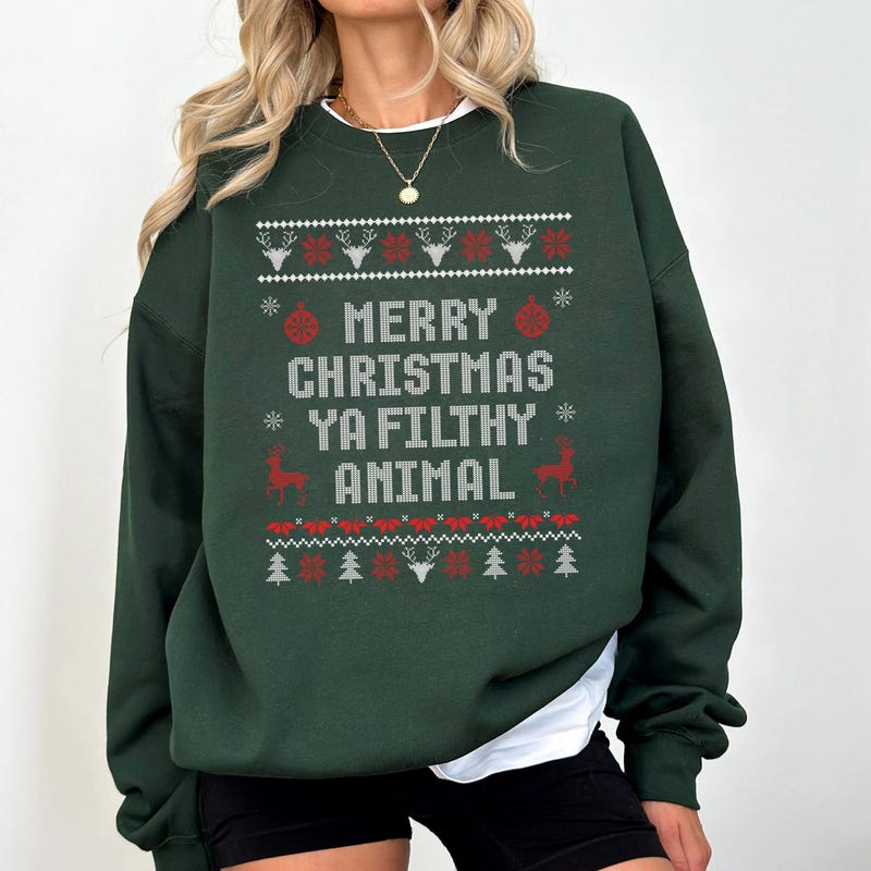 Merry Christmas Ya Filthy Animal Sweater - Etsy