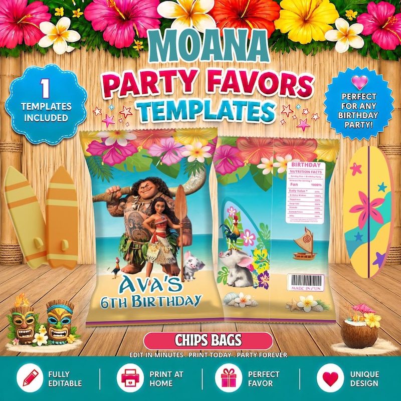 Moana Birthday Goodie Bag - Etsy