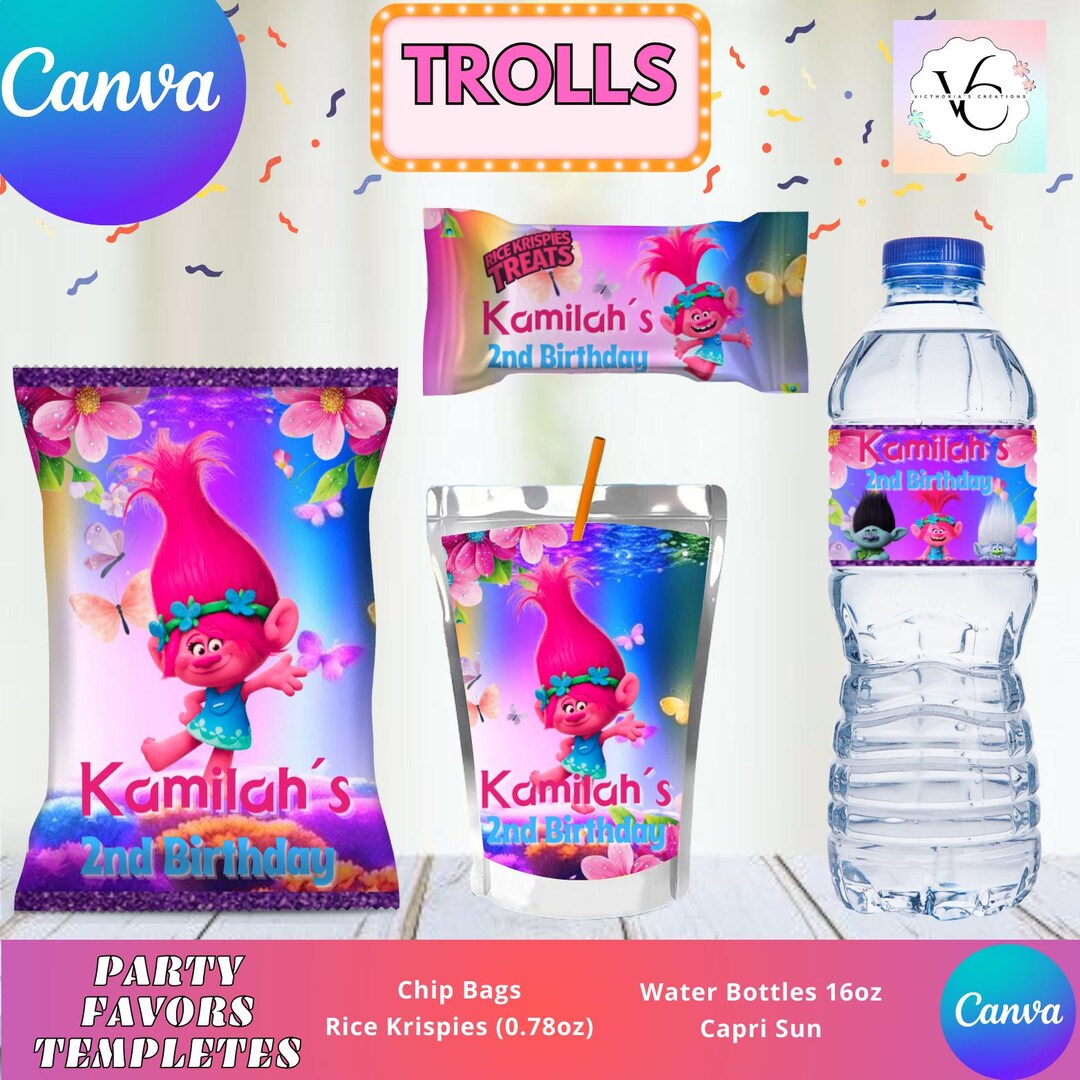Party Labels - Trolls - 4 Party Favor Labels - Digital Download- PDF ...
