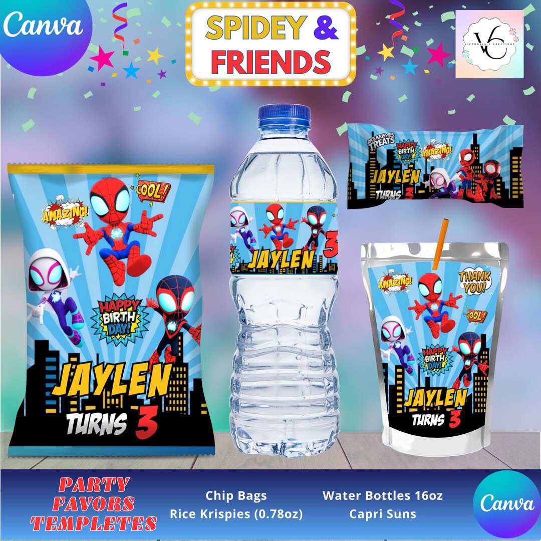 Party Labels - Spidey and Friends - 4 Party Favor Labels - Digital ...