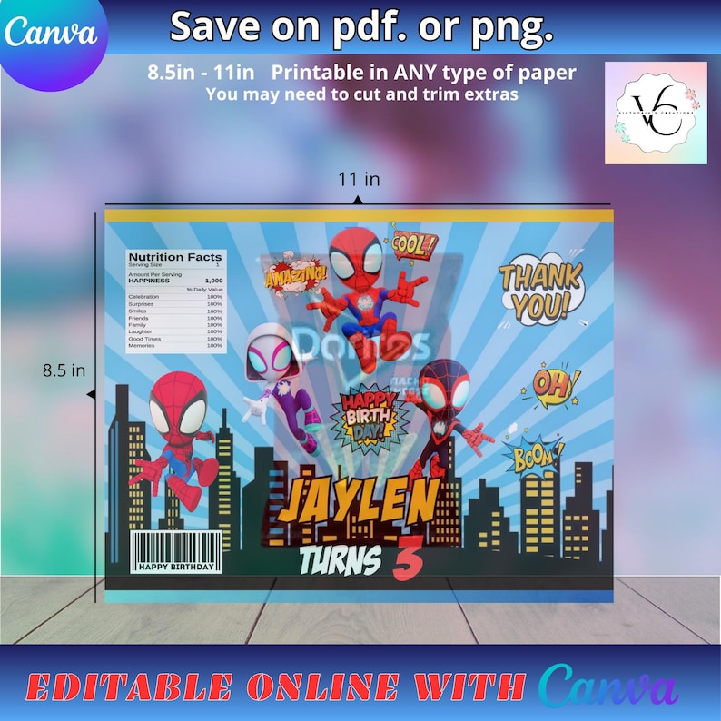 Party Labels - Spidey and Friends - Chips Bag Template, EDIT Yourself ...