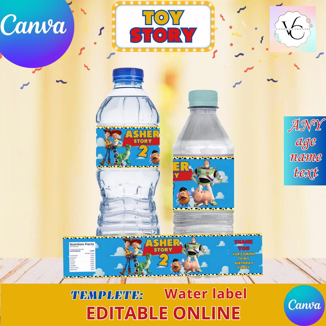 Party Labels - Toy Story - Water Bottle Labels Template, EDIT Yourself ...