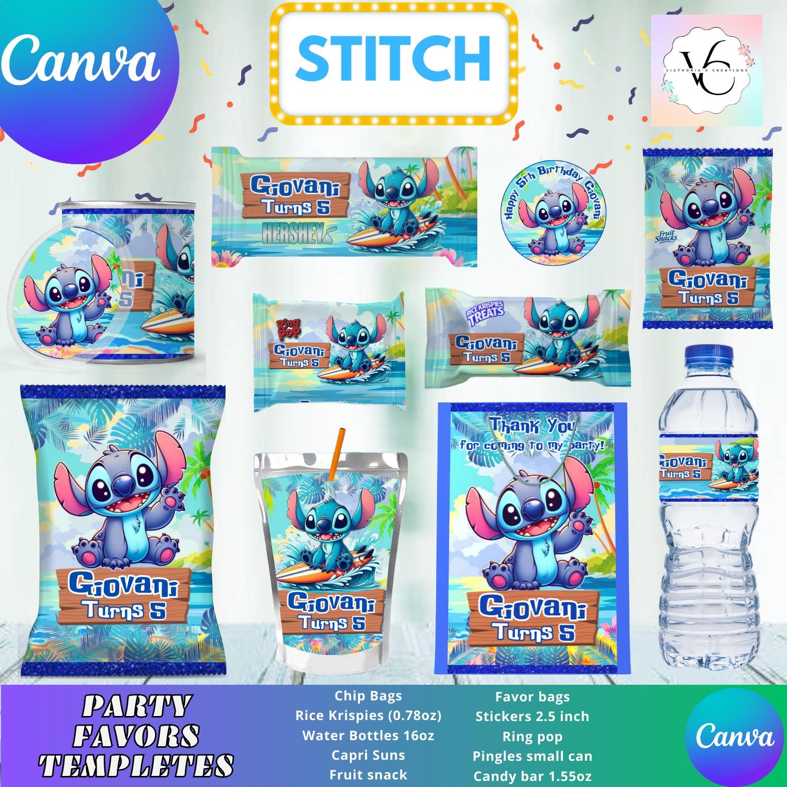 Party Labels - Stitch- 10 Party Favor Labels - Digital Download- PDF ...