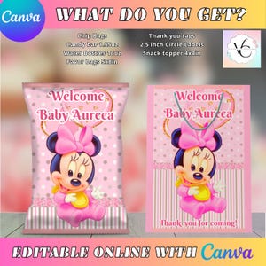 Baby Minnie Mouse Bundle 7 Favors: Chips, Water and More. Editable in ...