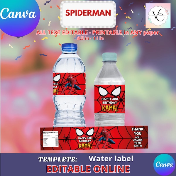 Spiderman Birthday Party Favors Editable - Etsy
