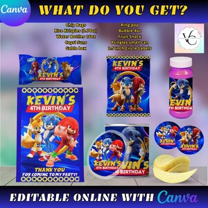 Party Labels - Sonic - 10 Party Favor Labels - Digital Download- PDF ...