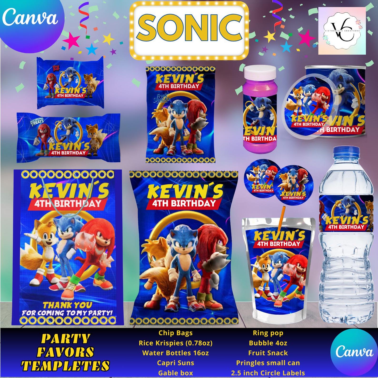 Party Labels - Sonic - 10 Party Favor Labels - Digital Download- PDF ...