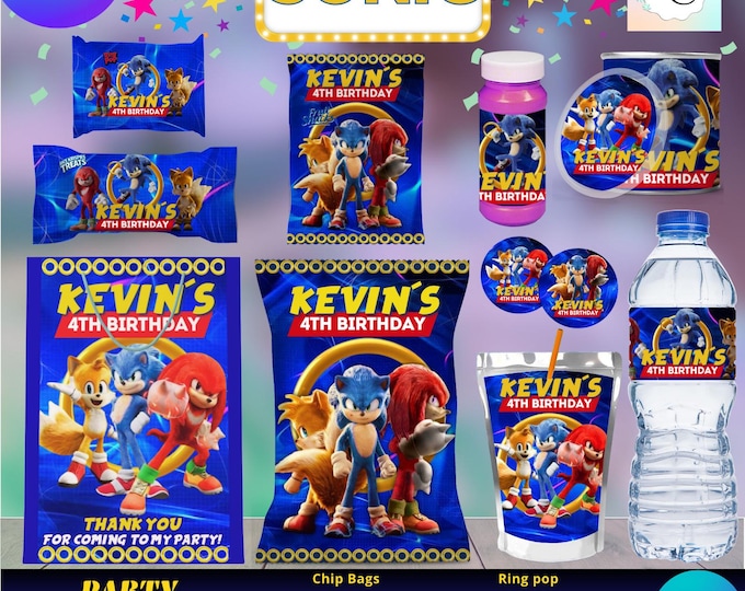 Party Labels Sonic 10 Party Favor Labels Digital Download PDF Files - Etsy