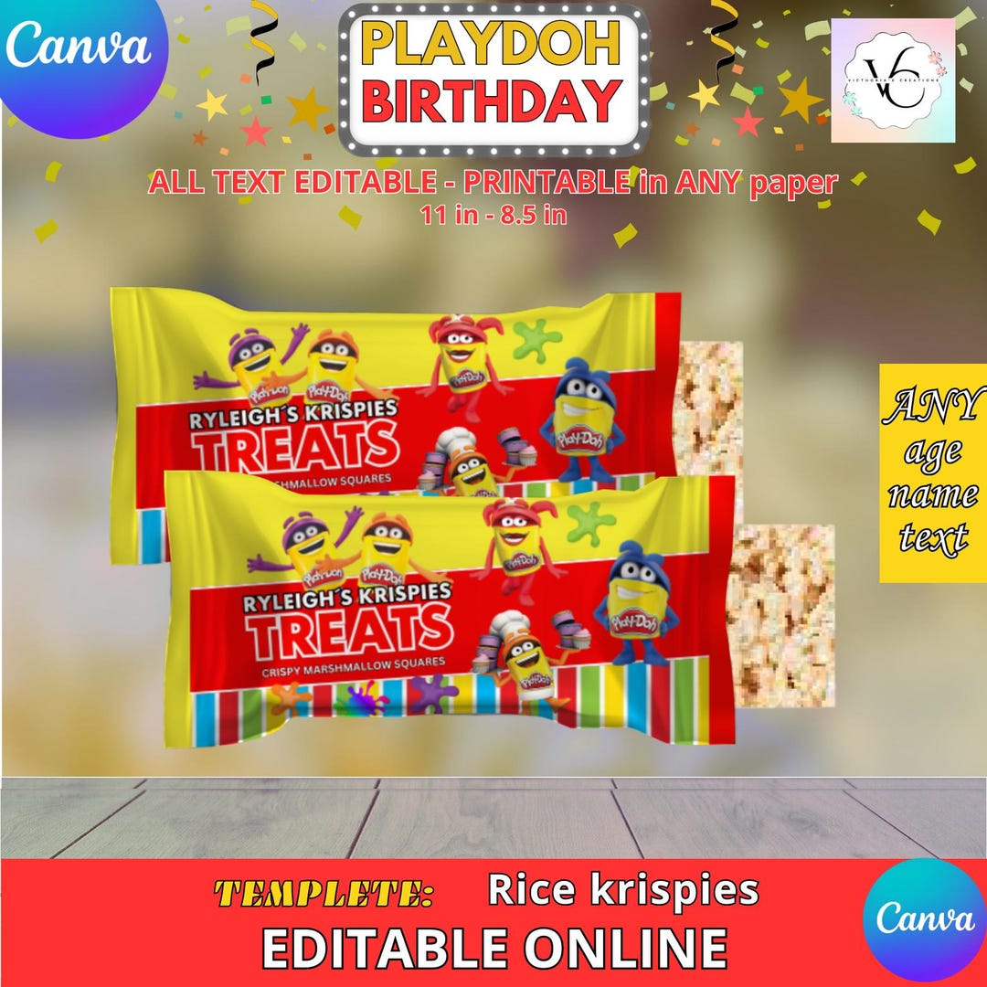 Play Doh Rice Krispies Treats Template, EDIT Yourself in CANVA - Etsy