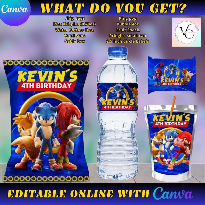 Party Labels - Sonic - 10 Party Favor Labels - Digital Download- PDF ...