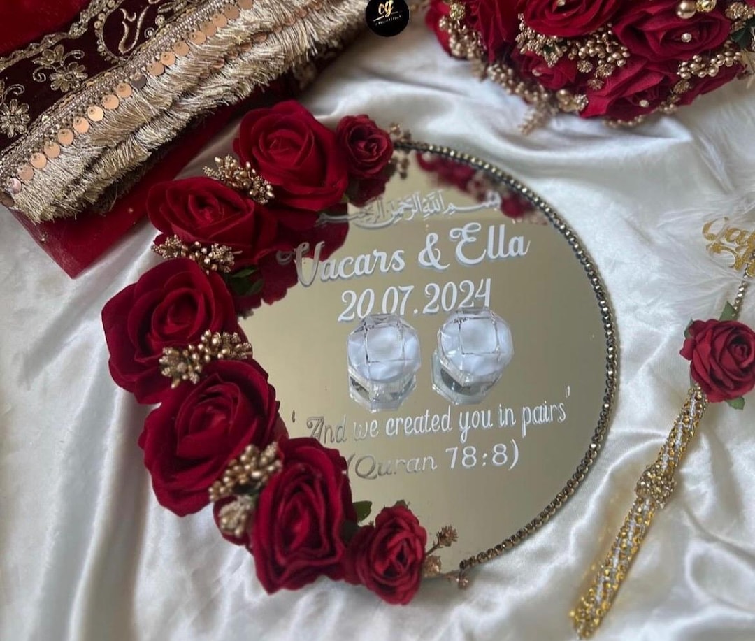 Arabic Nikkah Engagement Mirror Plate Vinyl Decals, Shaadi Mirror Plate ...