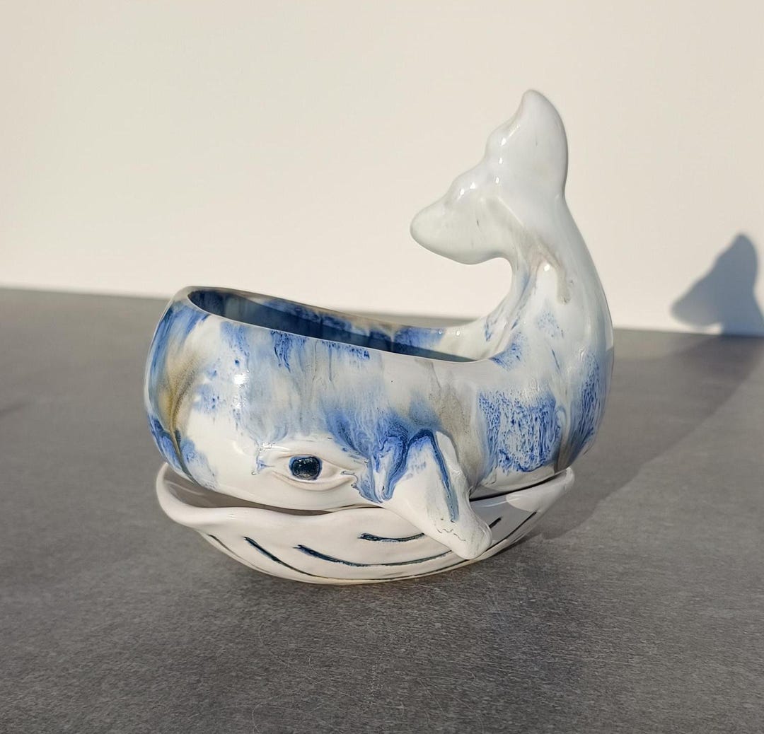 Adorable Ceramic Whale Planter - Miniature Sea Creature Succulent Pot ...