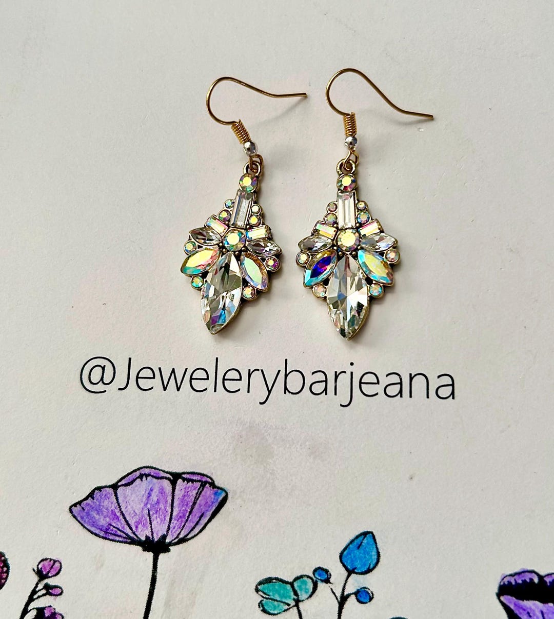 Starry Night Crystal Diamond Shape Dangling Earrings - Etsy