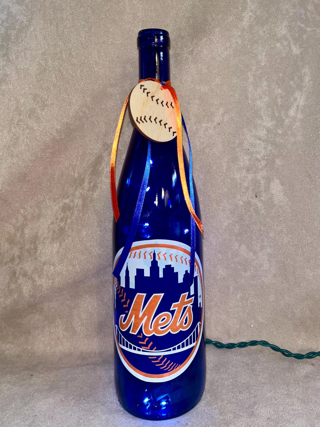 New York Mets Lighted Wine Bottle - Etsy