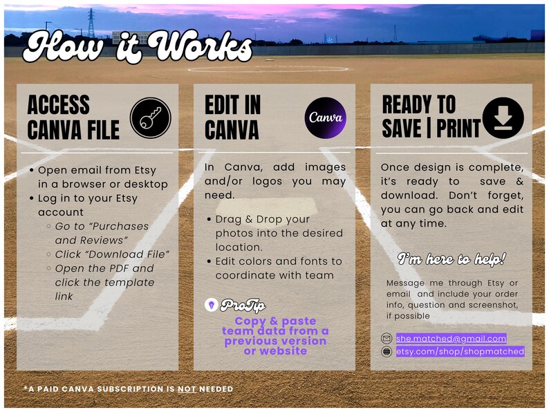 Canva Template for Team Sports Roster | Baseball & Softball Travel Ball ...