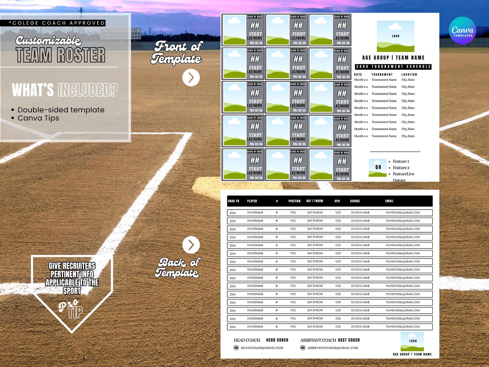 Personalized Sports Team Roster Design | Tailored Canva Template for ...