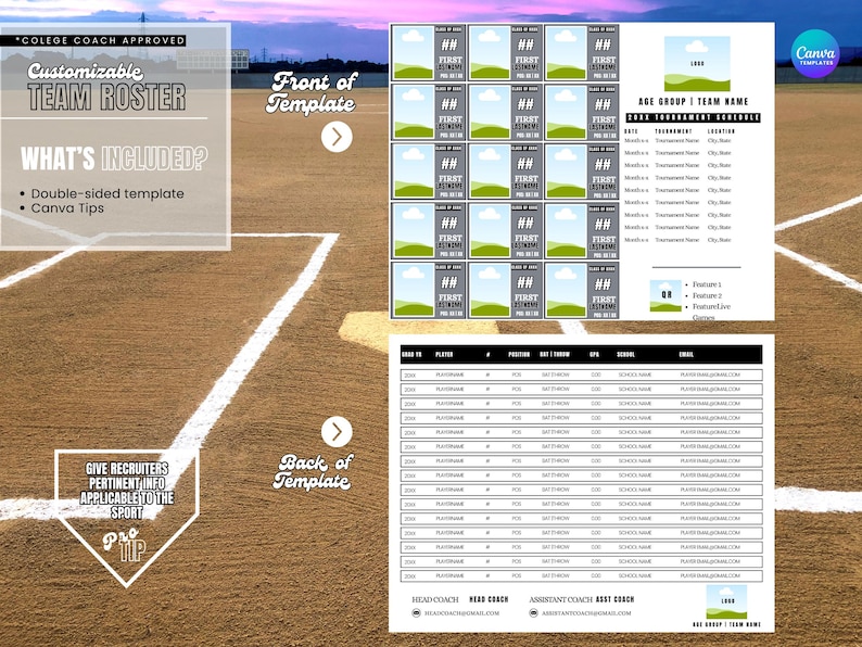 Personalized Sports Team Roster Design | Tailored Canva Template for ...