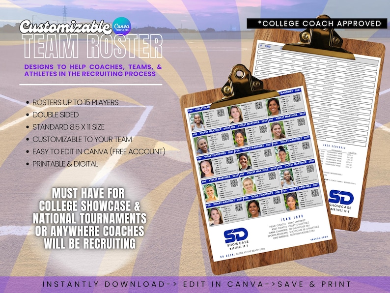Customizable Canva Template for Softball Team| College Showcase ...