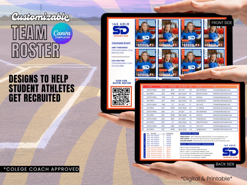 Travel Ball Roster Template | Team Recruiting Profile Edit With Canva ...