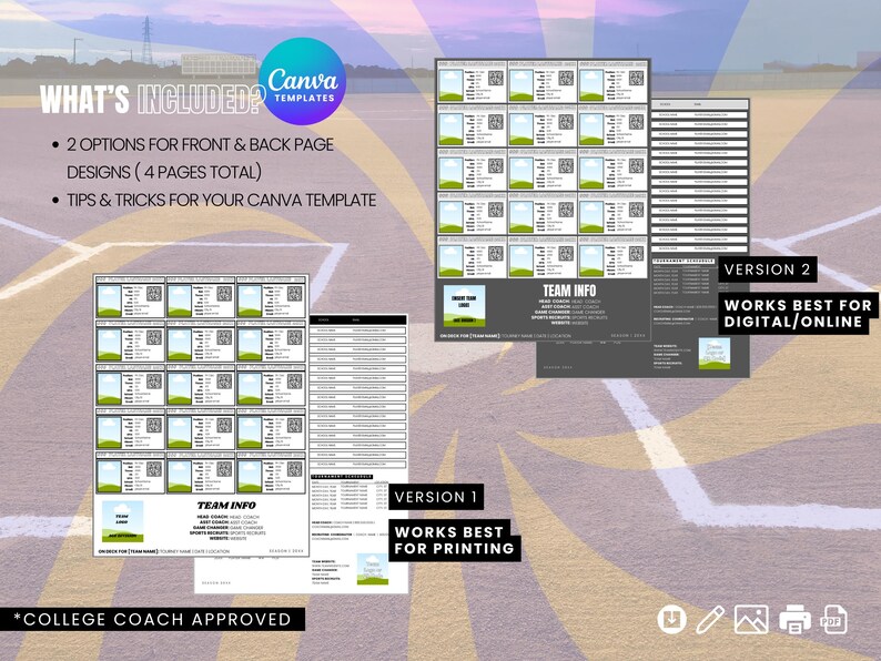 Canva Team Roster Template | Double-sided College Recruiting Tool ...