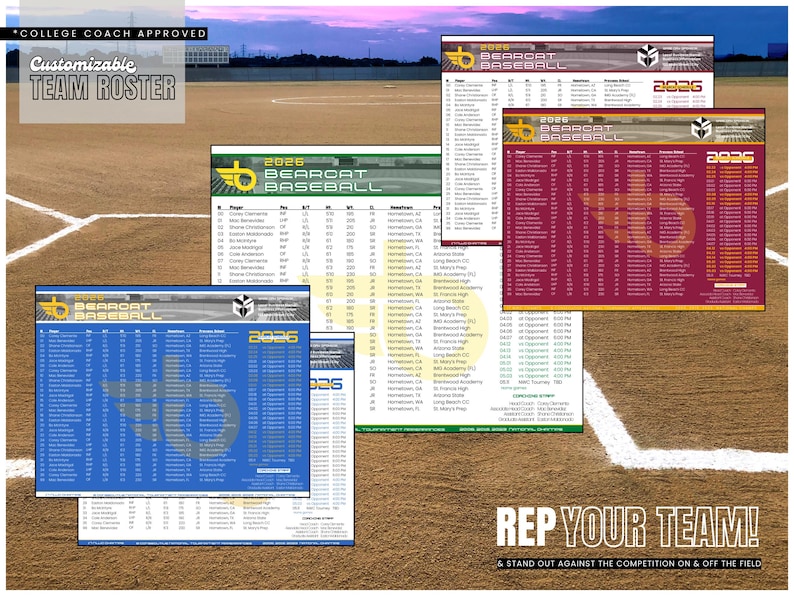 Canva Template for Team Sports Roster | Baseball & Softball Travel Ball ...