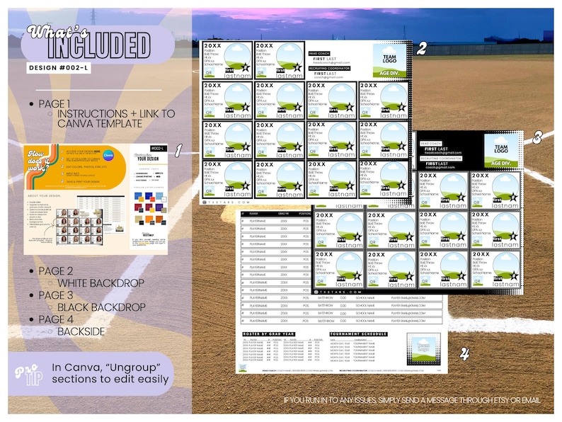 Customizable Team Sports Roster Template | College Recruiting, Baseball ...