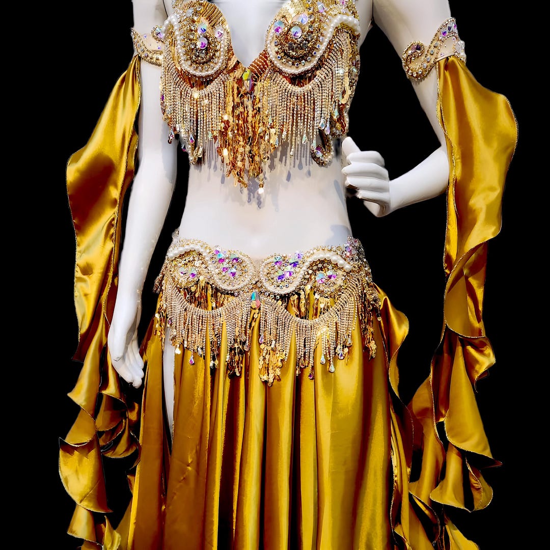 Made to Order Golden Crystals Belly Dance Dress,dance Show Costume ...