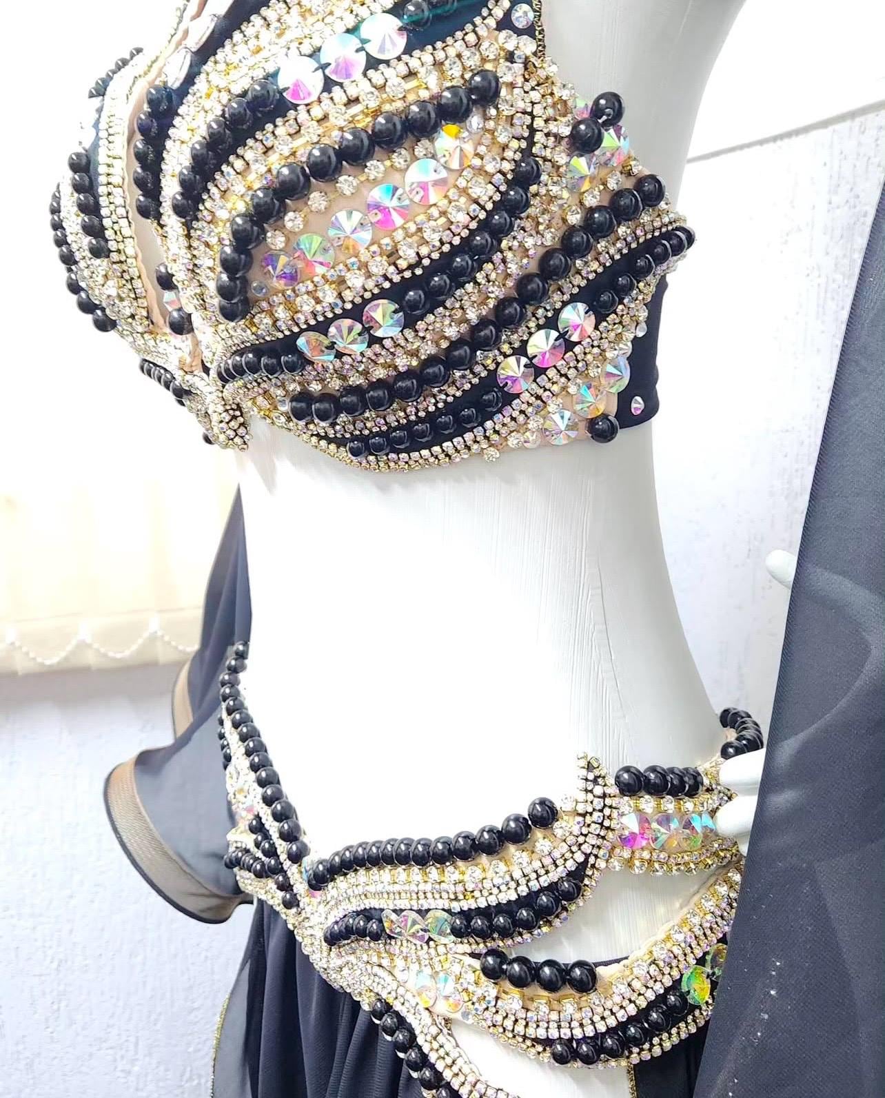 Made to Order Black Crystals Belly Dance Dress,dance Show Costume ...