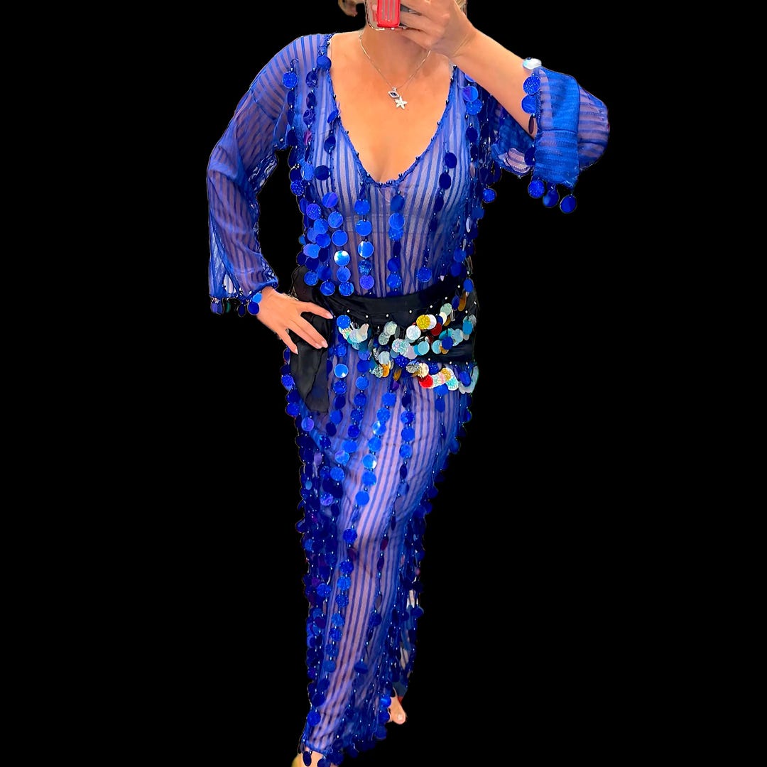 Bellydance Baladi Dress Set With Coins Belt ,dress for Saidi, Shaabi ...