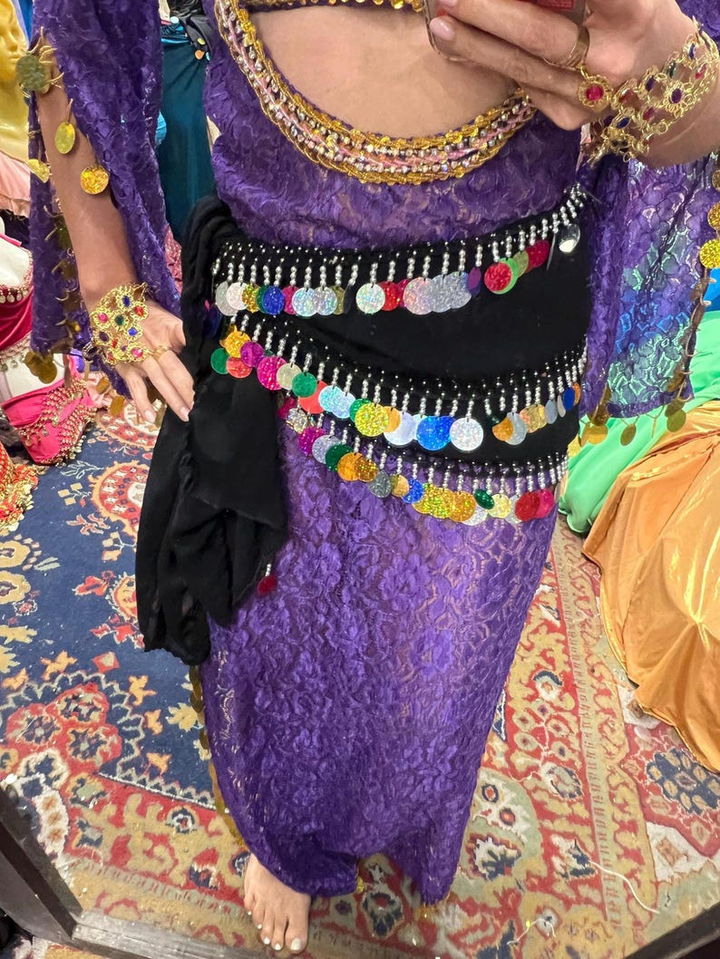 Bellydance Dress Set With Coins Belt Bra , Dress for Saidi, Shaabi ...