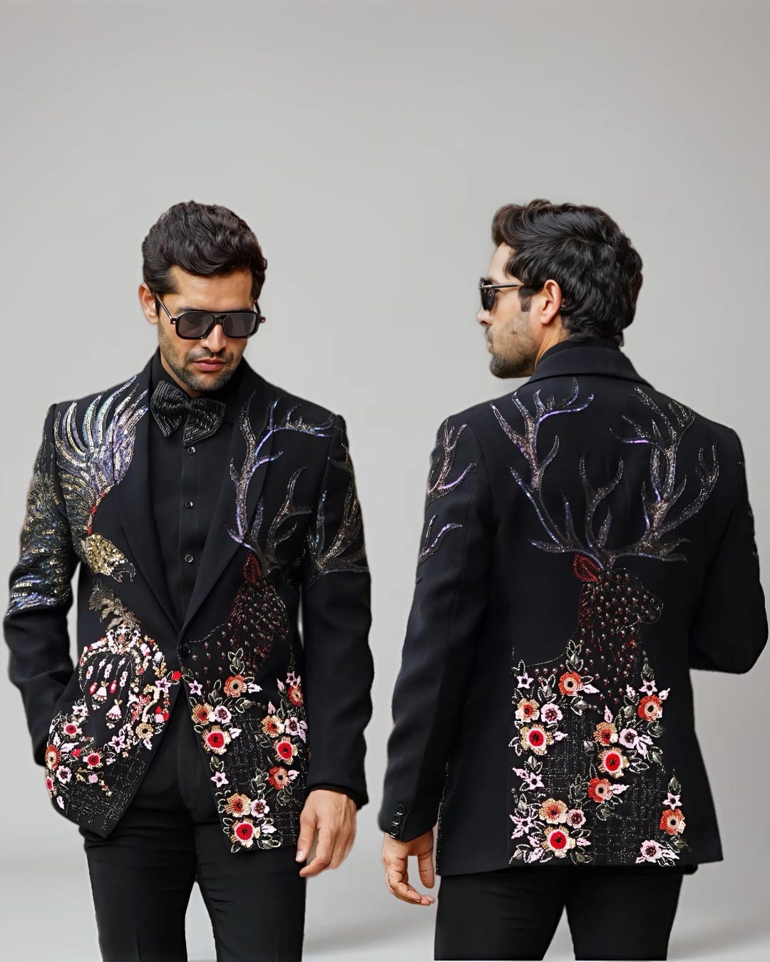 Designer Custom-made Men's Suit With Exquisite Embroidered Deer Details ...