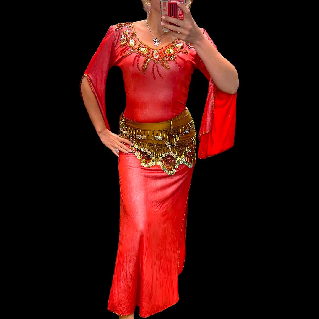 Bellydance Baladi Dress Set With Coins Belt ,dress for Saidi, Shaabi ...
