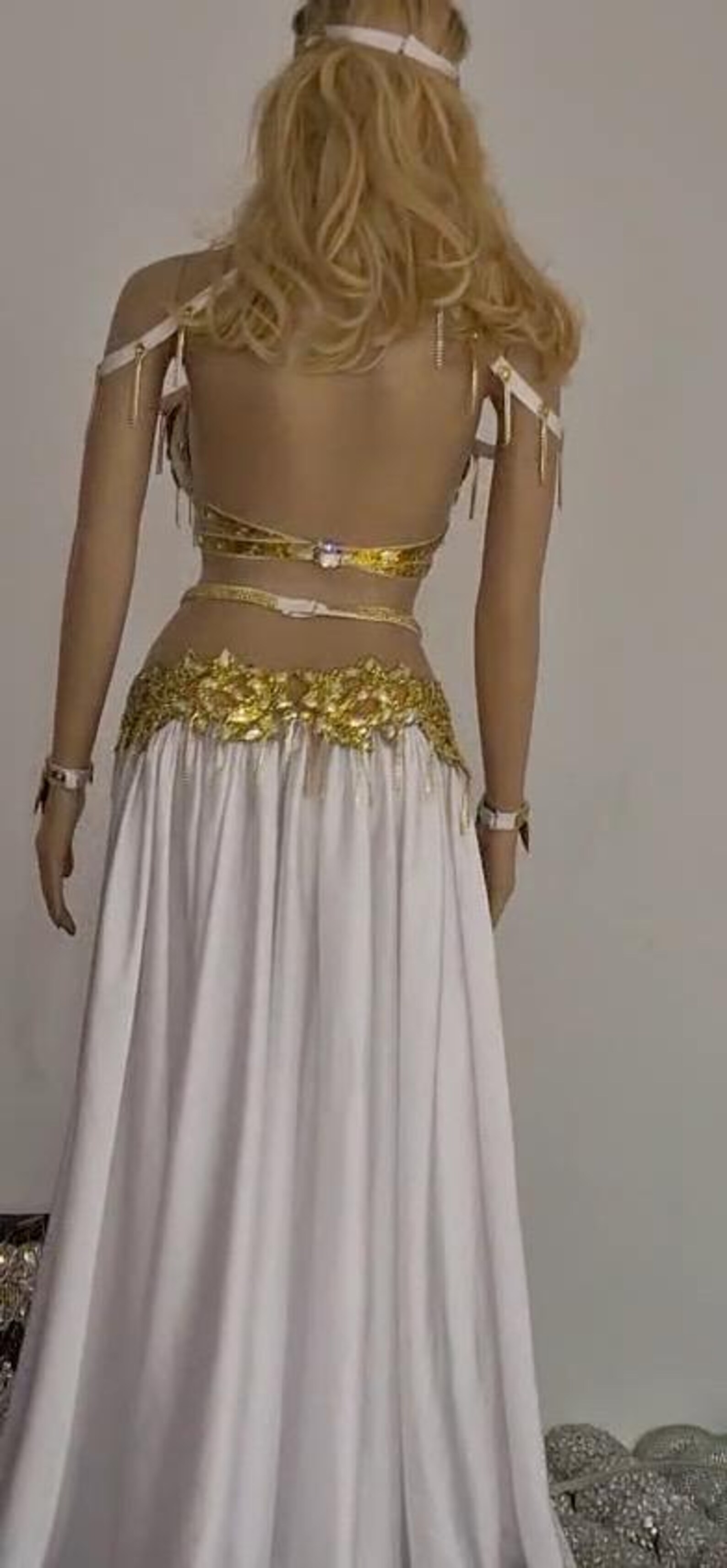 Ready to Ship White Gold Crystals Belly Dance Costume,white Goddess ...