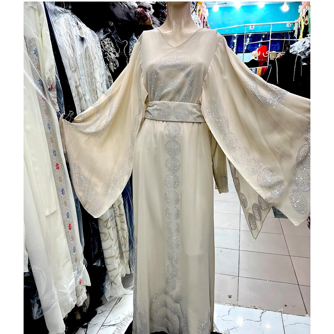 Handmade Moroccan Kaftan Crystals Sparkling , Moroccan Takchita, Muslim Dress for Eid Ramadan ...