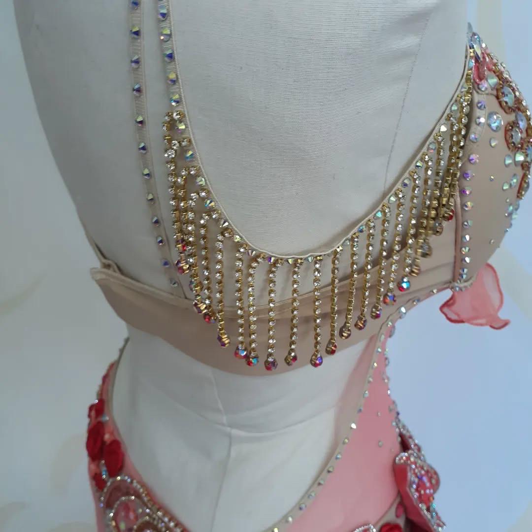 Made to Order Baladi Belly Dance Coral Dress,crystals Sparkling Dance ...
