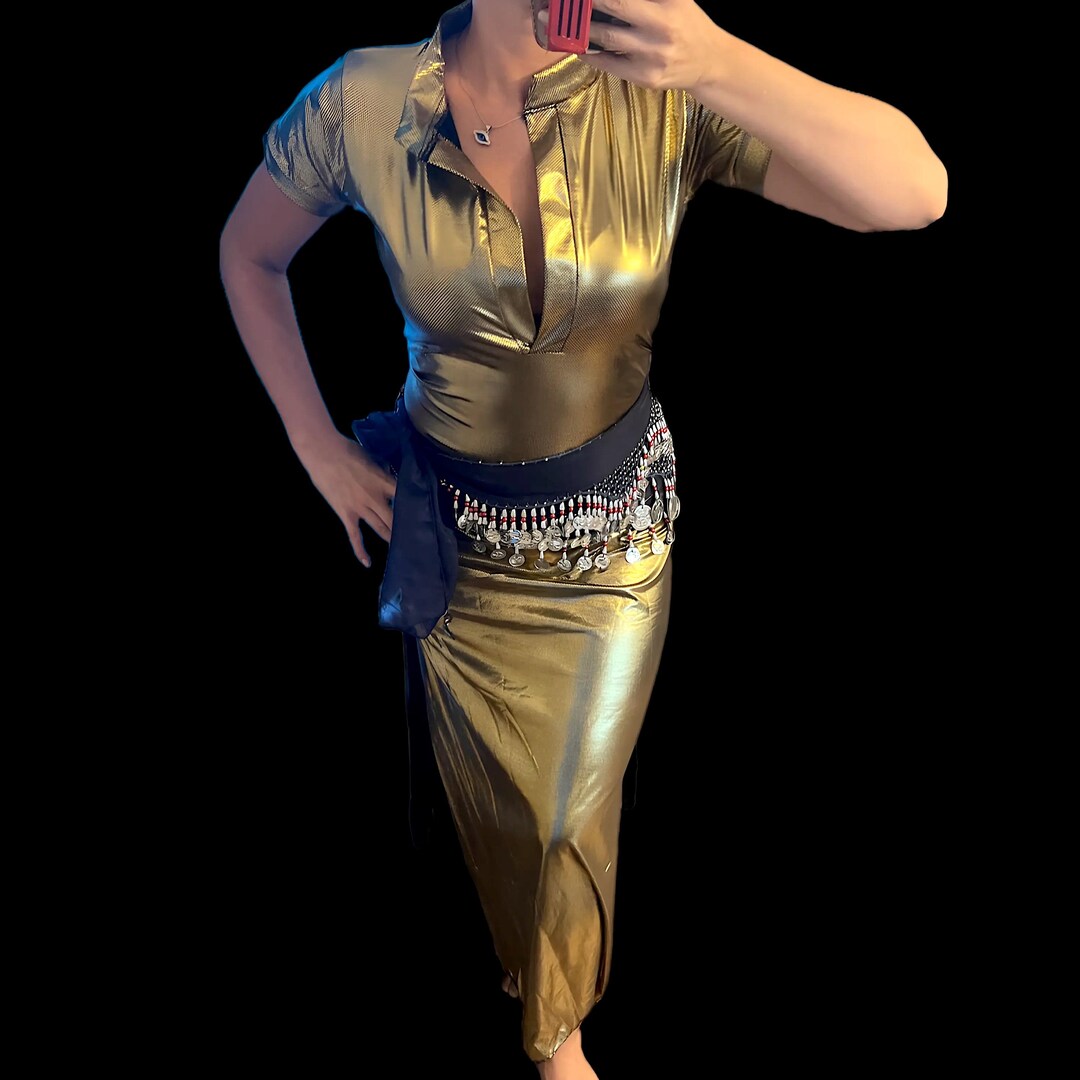 Ready to Ship Golden Baladi Belly Dance Dress, Saidi Shaabi and Baladi ...