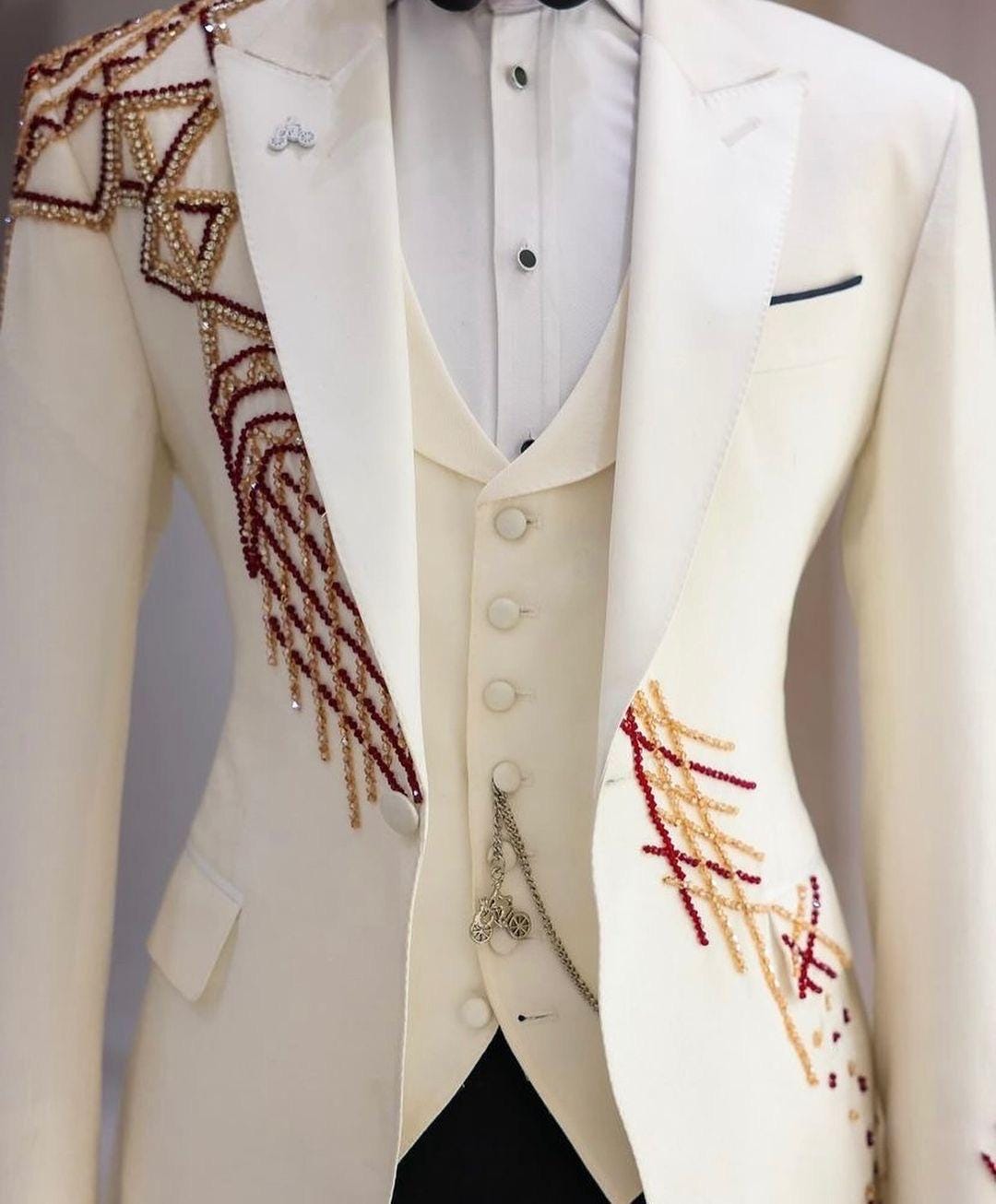 Man Wedding Suit, Embroidery Handmade Men Suit, White Wedding Suit for ...