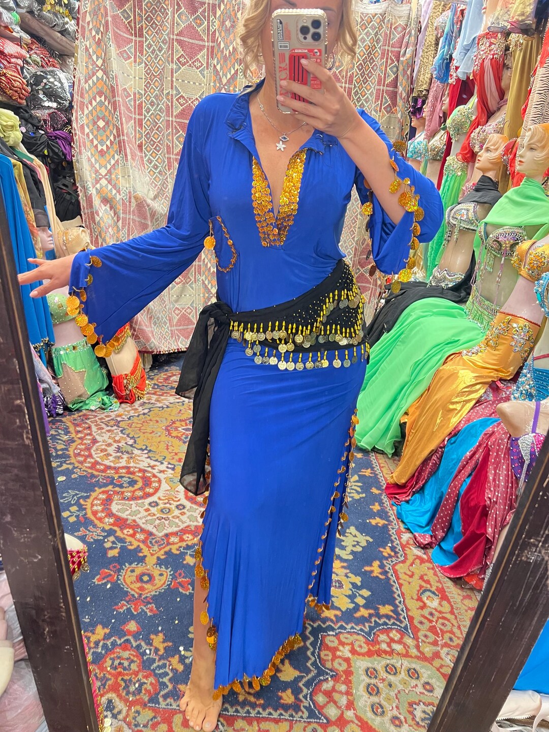 Bellydance Baladi Dress Set With Coins Belt ,dress for Saidi, Shaabi ...