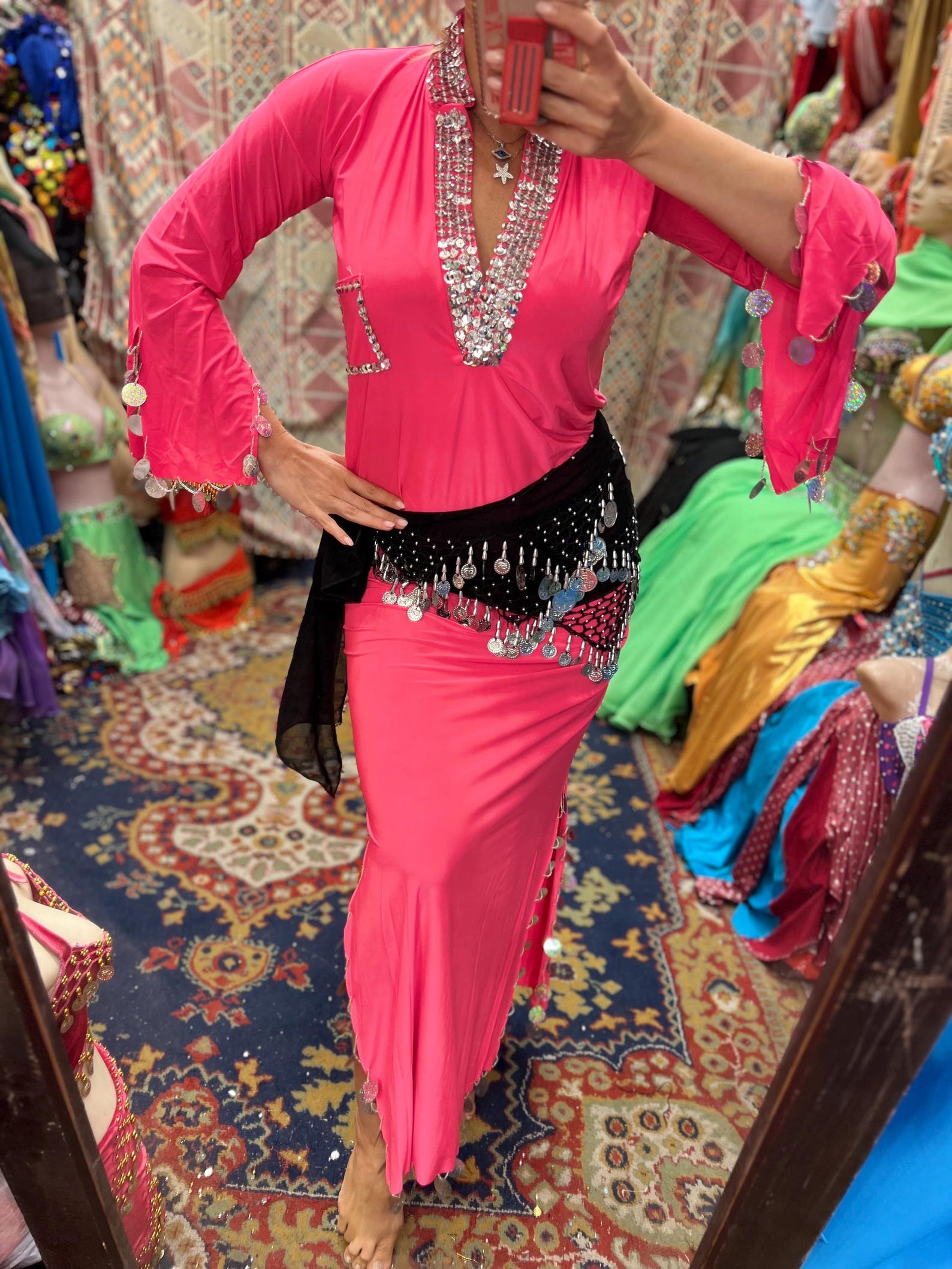 Bellydance Baladi Dress Set With Coins Belt ,dress for Saidi, Shaabi ...