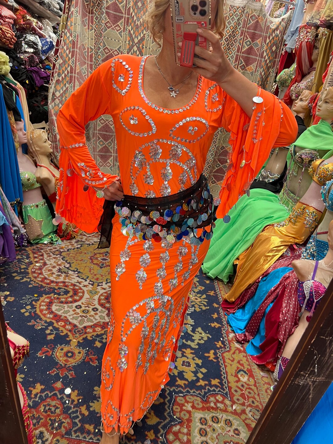 Bellydance Baladi Dress Set With Coins Belt ,dress for Saidi, Shaabi ...