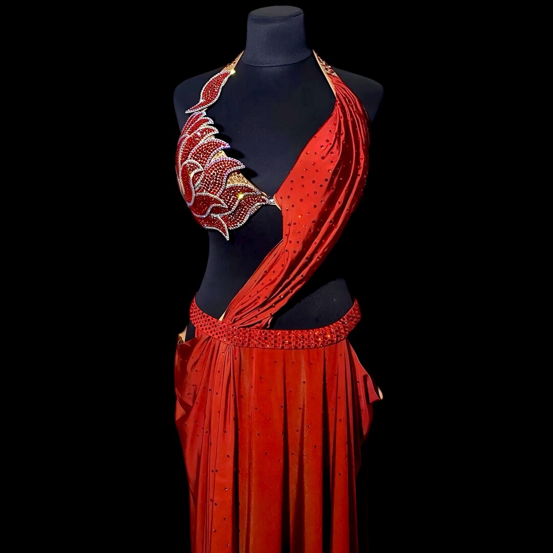 Made to Order Belly Dance Crystal Red Sparkling Costume,showgirl ...