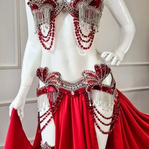 Made to Order Red Luxury Belly Dance Costume, Showgirl Costume ,go-go ...