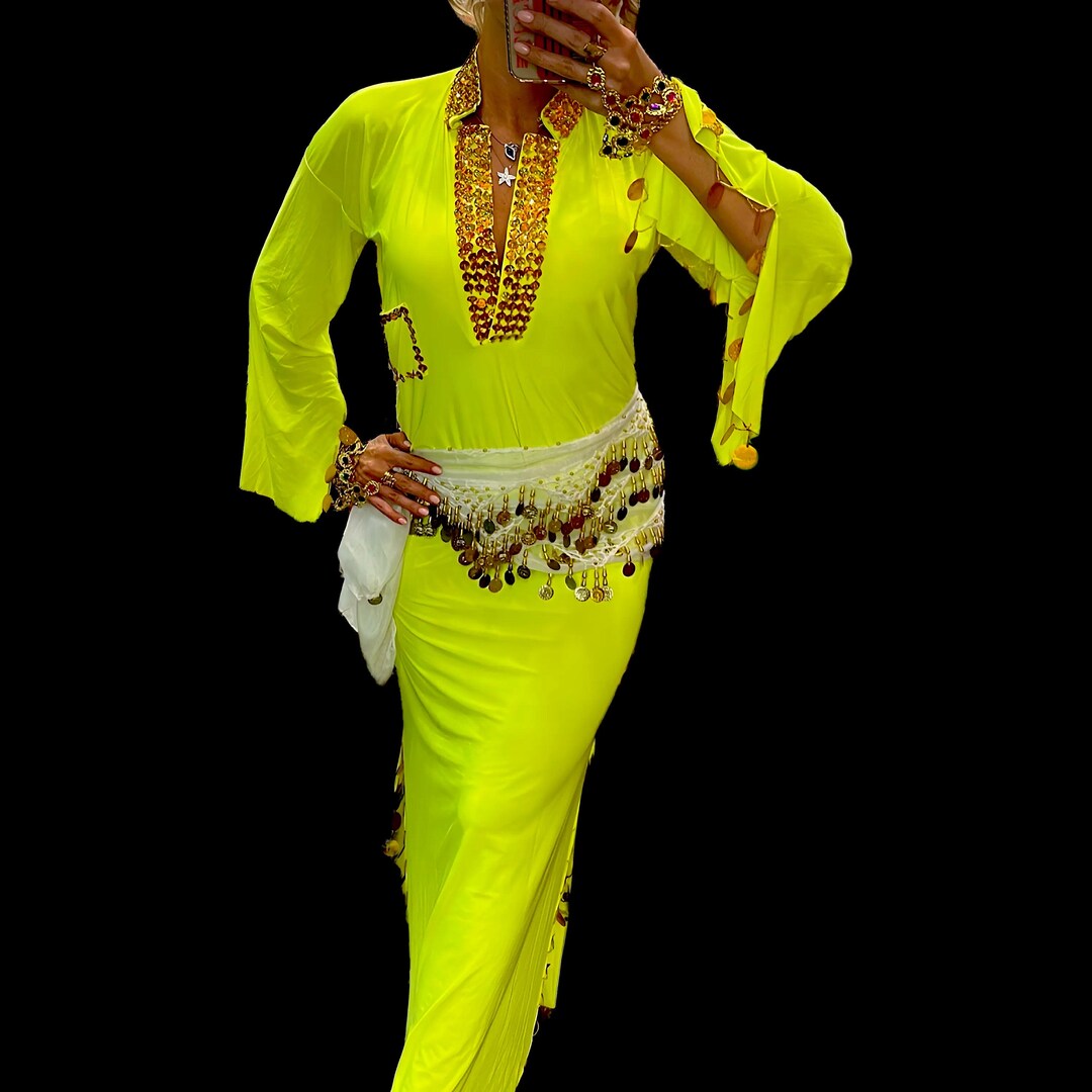Bellydance Dress Set With Coins Belt , Dress for Saidi, Shaabi,baladi ...